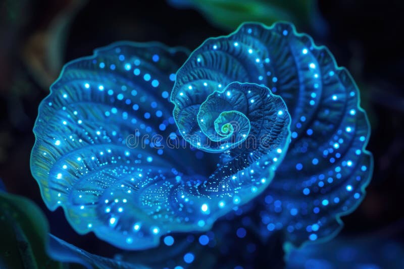 Glowing blue spiral shell stock illustration. Illustration of spiral ...