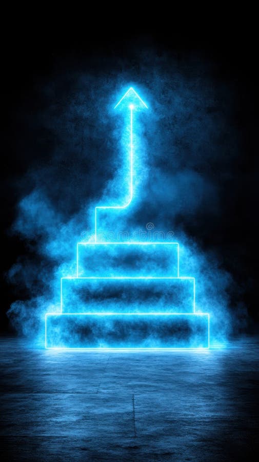 Glowing Blue Staircase Symbolizing Business Success and Growth Stock ...