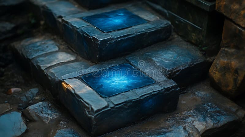Glowing Blue Stone Steps Ancient Ruins Stock Photos - Free & Royalty ...