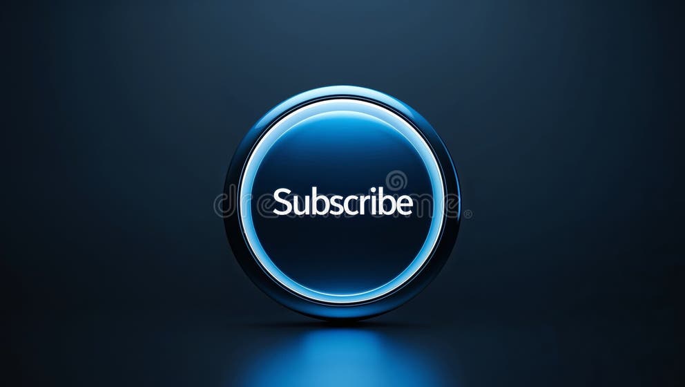 A Glowing Blue Subscribe Button Displayed on a Dark Background. Stock ...