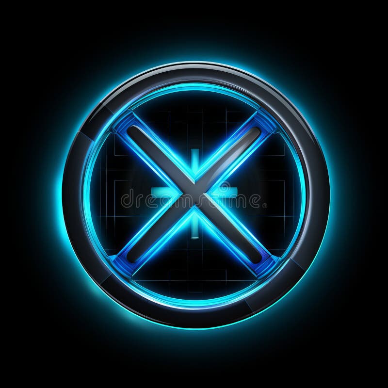 A Glowing Blue X Symbol on a Black Background Stock Illustration ...
