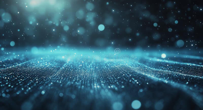 Abstract Blue and Teal Particles Floating in a Dark Setting with ...