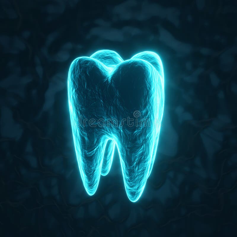 Glowing Blue Tooth Icon on Dark Blue Background Stock Illustration ...