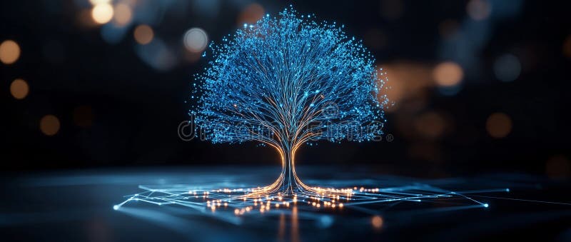 Glowing Blue Tree Made of Luminous Branches and Nodes Symbolizing ...