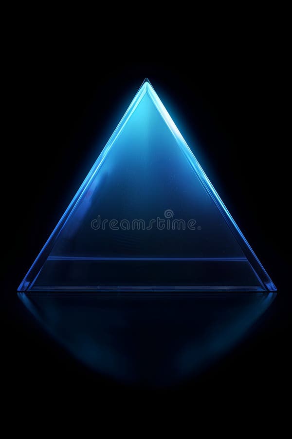 Glowing Blue Triangle on a Black Background. 3D Rendering Stock ...