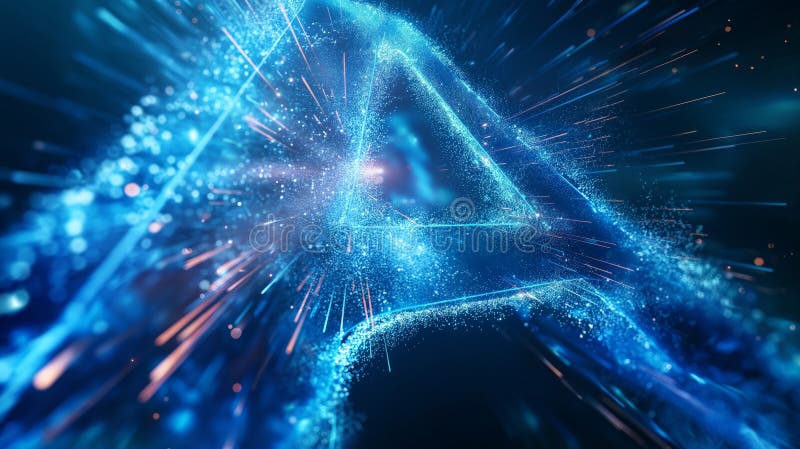 Glowing Blue Triangle in a Burst of Light Stock Image - Image of ...