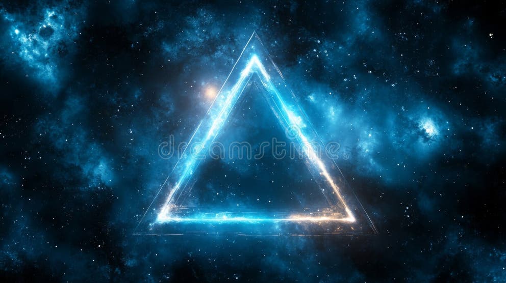 Glowing Blue Triangle in Cosmic Nebula Space Stock Illustration ...