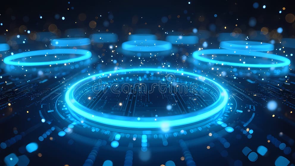 Glowing Blue Vortex Pattern with Floating Particles Stock Illustration ...