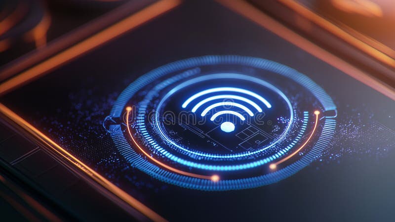 Glowing Blue Wi Fi Symbol Dark Background Representing Connectivity and ...