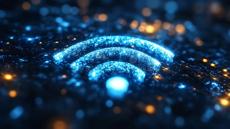 Glowing Blue Wifi Signal Digital Connectivity Wireless Network Internet ...