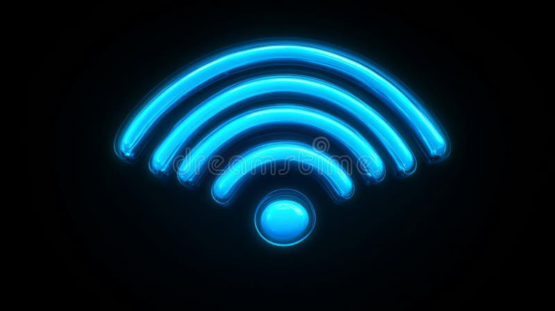 Glowing blue wifi Symbol stock illustration. Illustration of technology ...