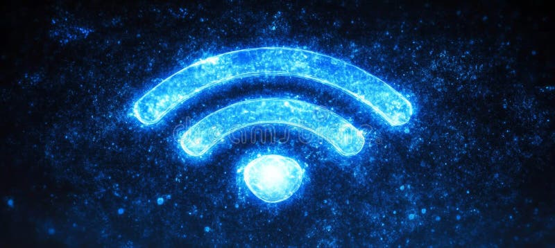 Glowing Blue Wifi Symbol on a Digital Abstract Background, Wireless ...