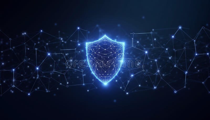 Abstract Network Shield with Interconnected Polygons Pulsing with ...