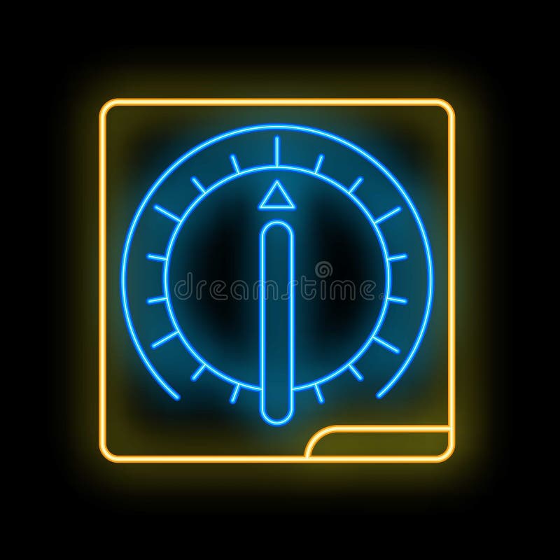 Neon Icon of a Circular Control Knob with Glowing Light Effect Stock ...