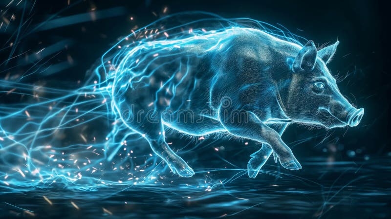 Glowing Boar in Motion stock photo. Image of wild, dynamic - 322286834