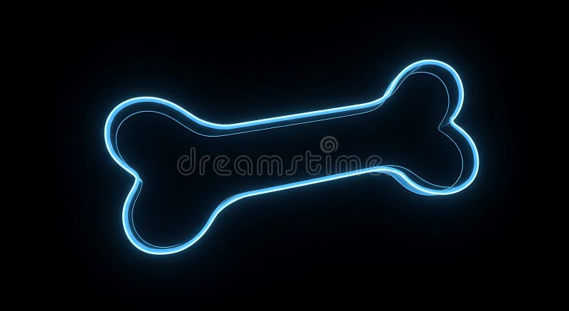 Glowing Bone Outline on Dark Background - Digital Illustration Stock ...