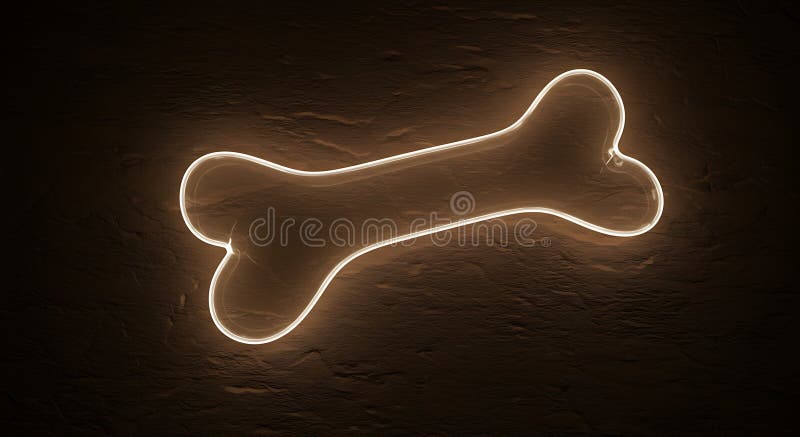 Glowing Bone Shape Outline on Dark Textured Wall Stock Illustration ...