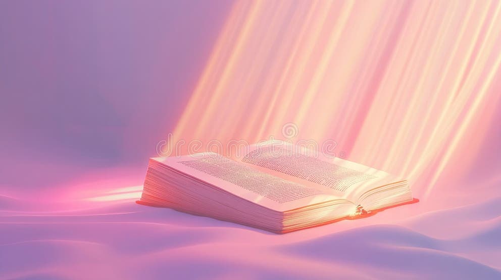 A Glowing Book with Rays of Light Emerging from Its Pages on a Pastel ...