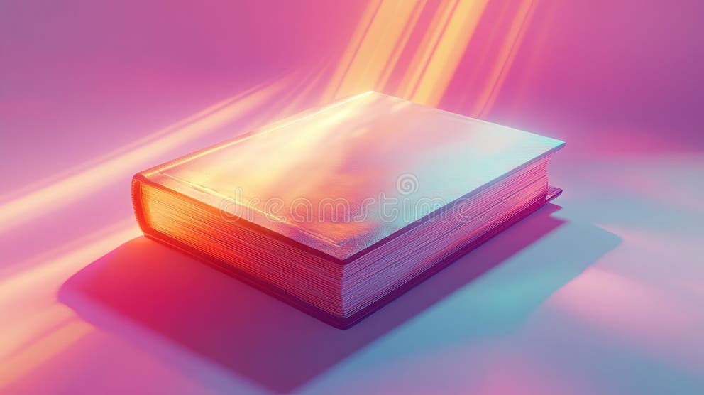 A Glowing Book with Rays of Light Emerging from Its Pages on a Pastel ...