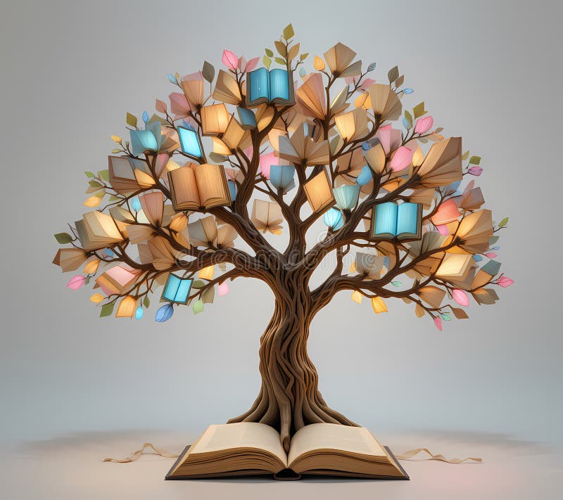 Glowing Book Tree, Knowledge, Wisdom, Reading Stock Illustration - Illustration of wisdom ...