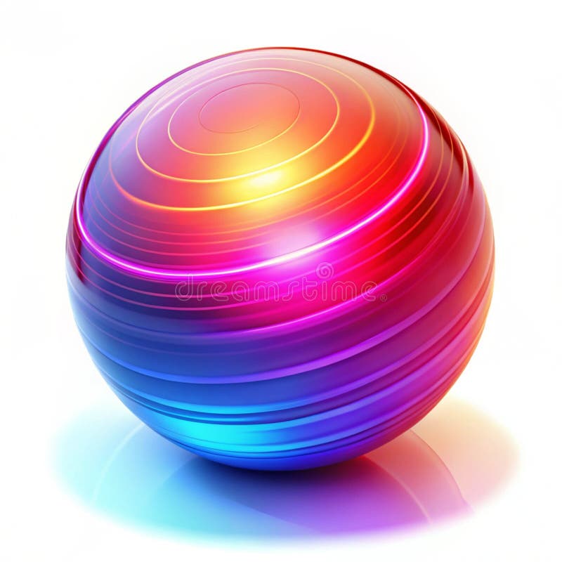 Glowing Bouncing Ball with Rotating Glow Effect Stock Illustration ...