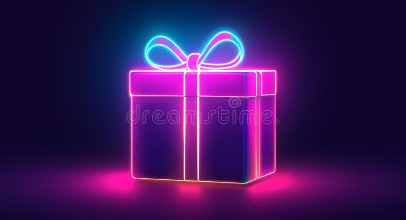 Glowing box, AI generated stock illustration. Illustration of neon ...