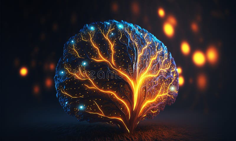 Glowing Brain Background with Neural Links Network. Illustration ... Glowing Brain Background with Neural Links Network. Illustration ...