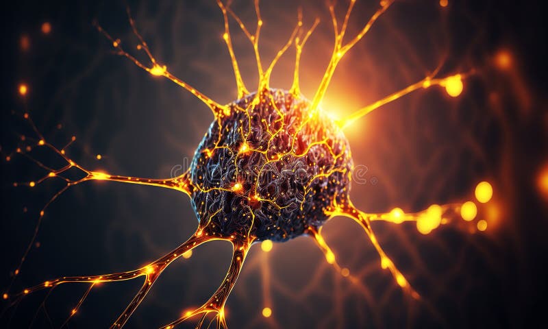 Glowing Brain Background with Neural Links Network. Illustration ...