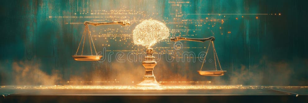 A Glowing Brain Balances on a Scale, Representing Justice and Knowledge ...