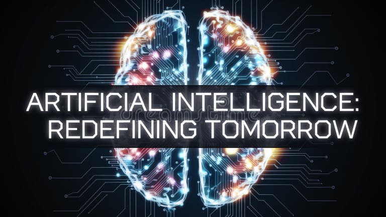 Glowing Brain with Circuits, "Artificial Intelligence: Redefining Tomorrow" in Digital Space ...
