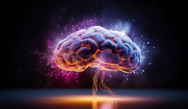 Glowing Brain on Colourful Background, Creativity and Intelligence ...