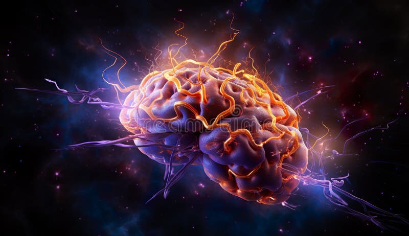 Glowing Brain on Colourful Background, Creativity and Intelligence ...