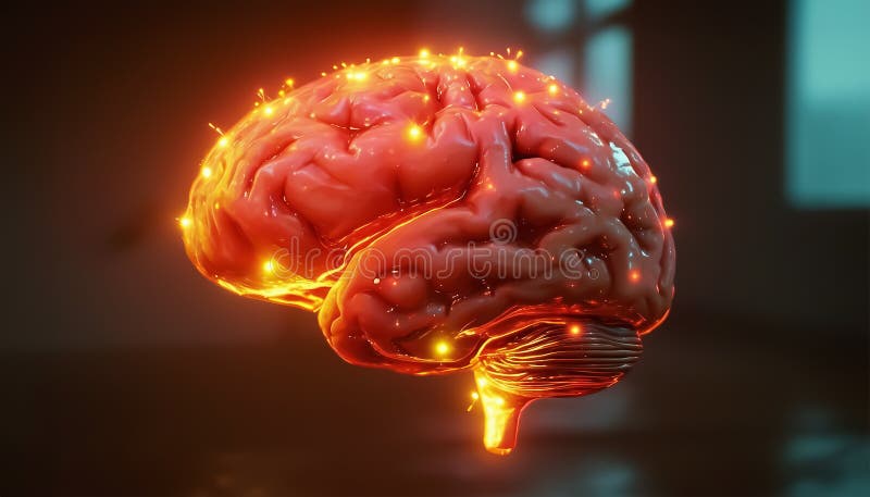 Glowing Brain. the Concept of Artificial Intelligence Stock ...