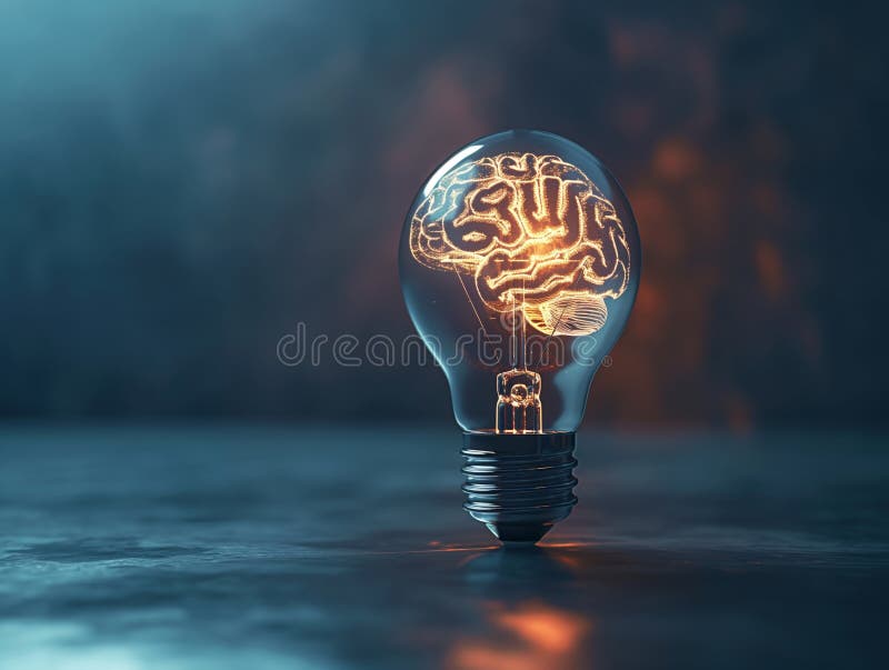Glowing Brain Concept Inside Light Bulb Stock Photo - Image of ...
