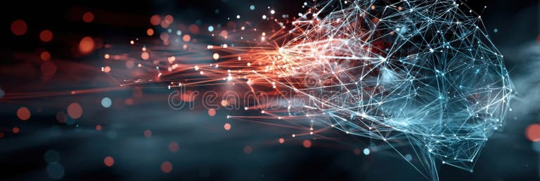 Glowing Brain Evolves from Data Particles, Showcasing the Fusion of Technology and Neural ...