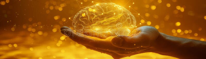 Glowing Brain in Hand Symbolizing Creativity, Intelligence, and ...