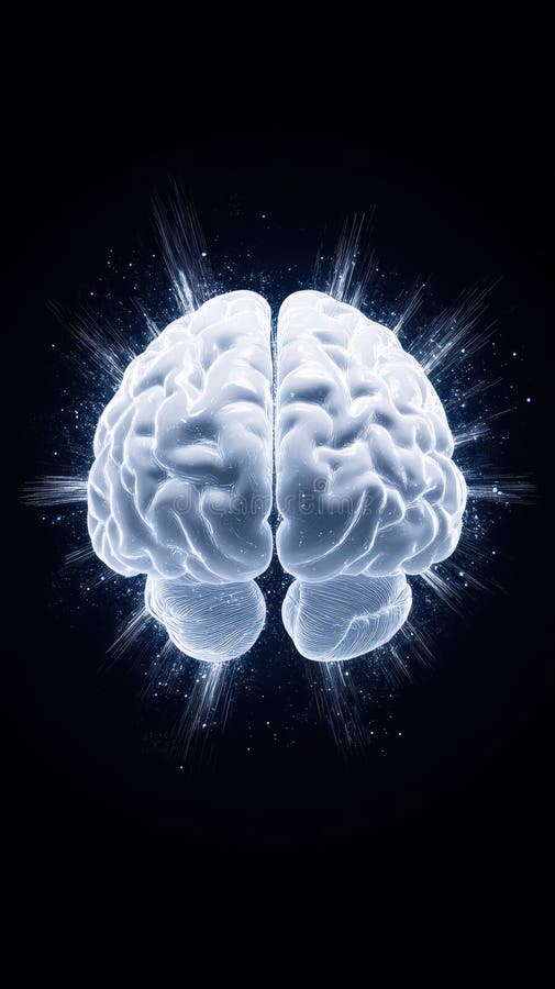 Glowing Brain Illustration with Cosmic Elements and Bright Effects ...