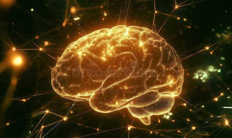 Glowing Brain Network Illustration Representing Artificial Intelligence Neural Connections Stock ...