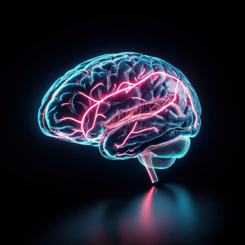 A Glowing Brain Illustration Showcasing Neural Connections in Vibrant ...