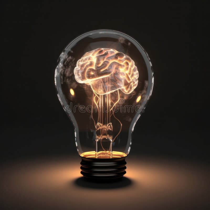 A Light Bulb with a Glowing Brain Inside is a Powerful Visual ...