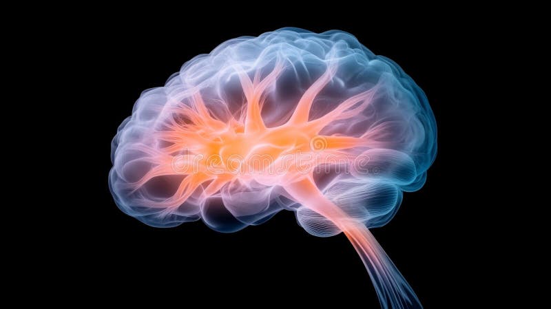 Abstract Brain-like Structure Glowing with Fluid Energy in Motion Stock ...