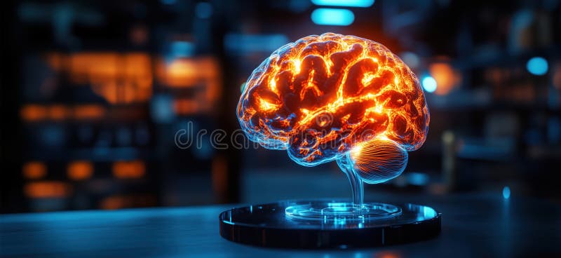 Glowing Brain Model Representing Neural Activity and Cognitive Function ...