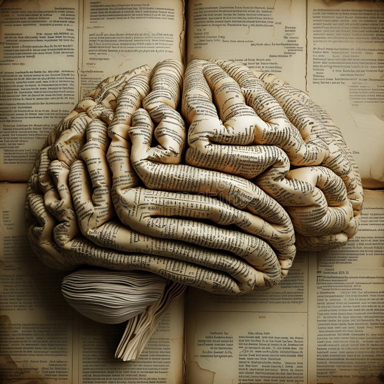 Brain on Open Book Symbolizing Universal Knowledge, Imagination, and ...