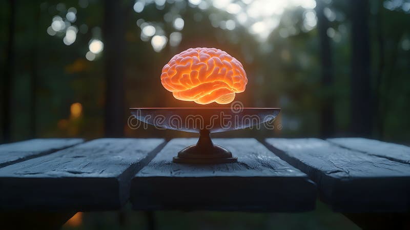 Glowing Brain on Scale Symbolizing Emotional Balance Stock Illustration ...