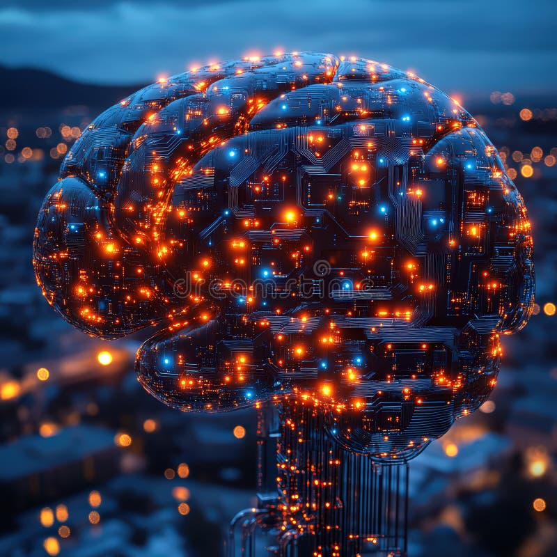 Golden Color of a Glowing Brain Neurons Look Like Golden Tree on Blurry ...