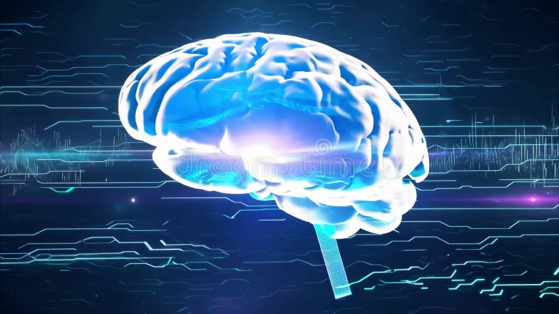 Glowing Brain is Shown in a Blue and Purple Color Stock Video - Video ...