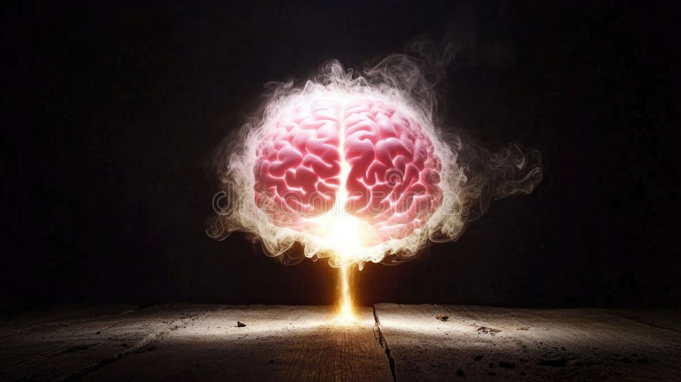 Glowing Brain with Smoke Effect Depicting Creativity and Imagination ...