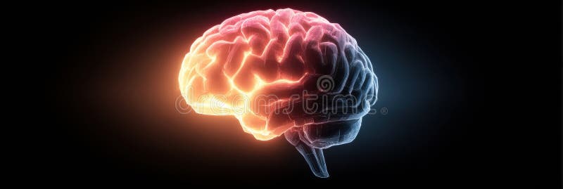 Overheated Brain Symbol Glowing Inside Head with Soft Gradients ...