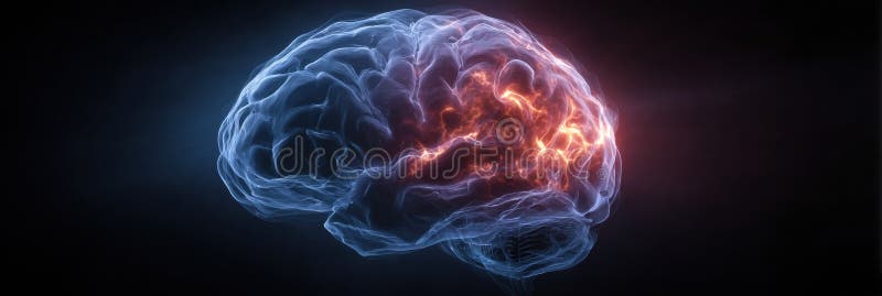 Overheated Brain Symbol Glowing Inside Head with Soft Gradients in a ...