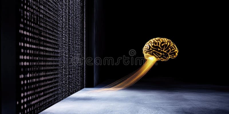 Glowing Brain Synchronizing with Digital Code Matrix in Dark Space ...